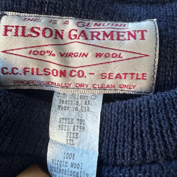 Filson | Sweaters | Filson Heavy 0 Navy Wool Sweater It Has The Moth ...